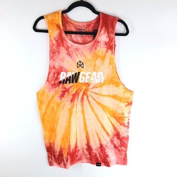 Rawgear | Shirts | Rawgear Bradley Martyn Mens Tank Top Sleeveless Logo Tie Dye Orange Yellow M ...